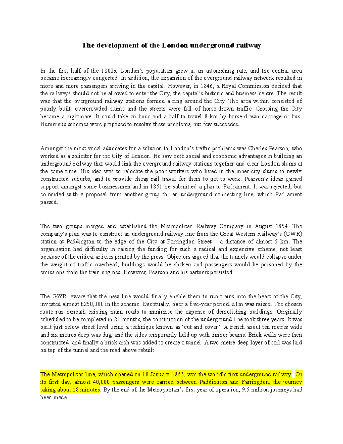 The development of the London underground railway Cam 17 - The ...