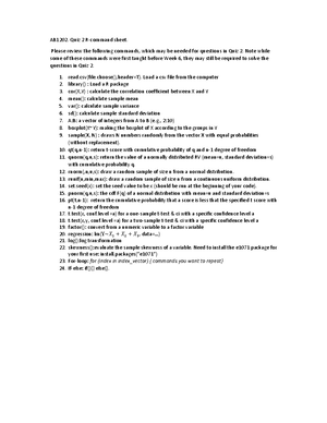 Stats Q1 Cheat Sheet - 1 Q1 Summary Part 1: Concepts Week 1: Experiment: 1 is random, not - Studocu