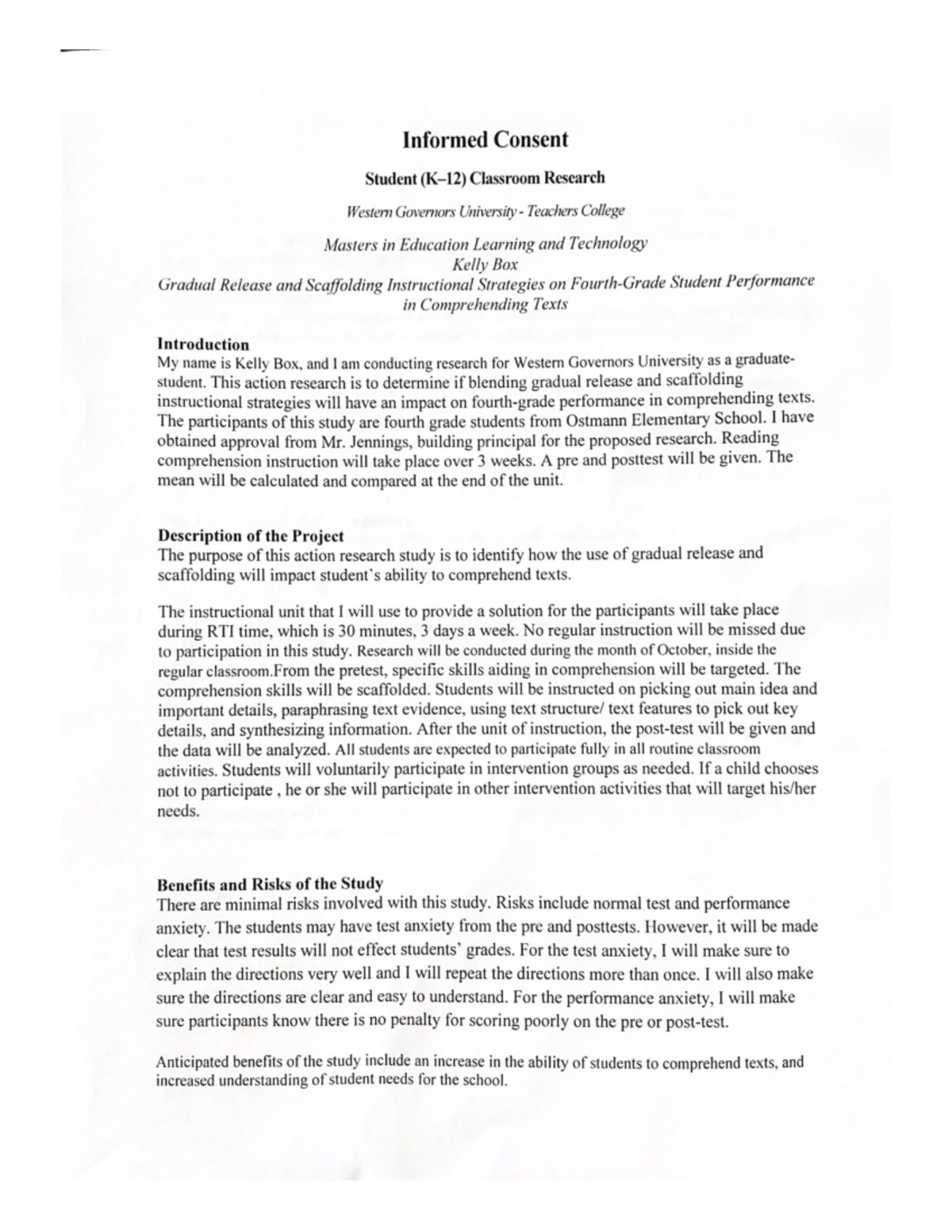 Informed Consent - EDUC 6021 - Studocu