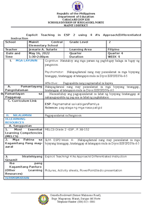 V1 Summative TEST - Mother Tongue I - Quarter 1 - UNANG LINGGUHANG ...
