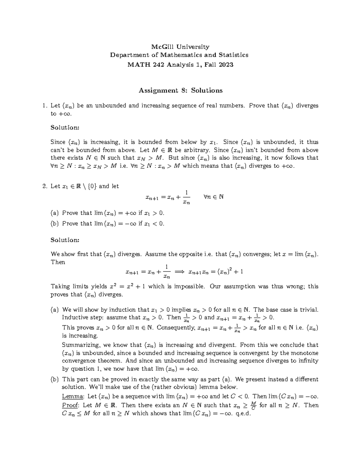 242f23ass8solutions - McGill University Department of Mathematics and Statistics MATH 242 ...