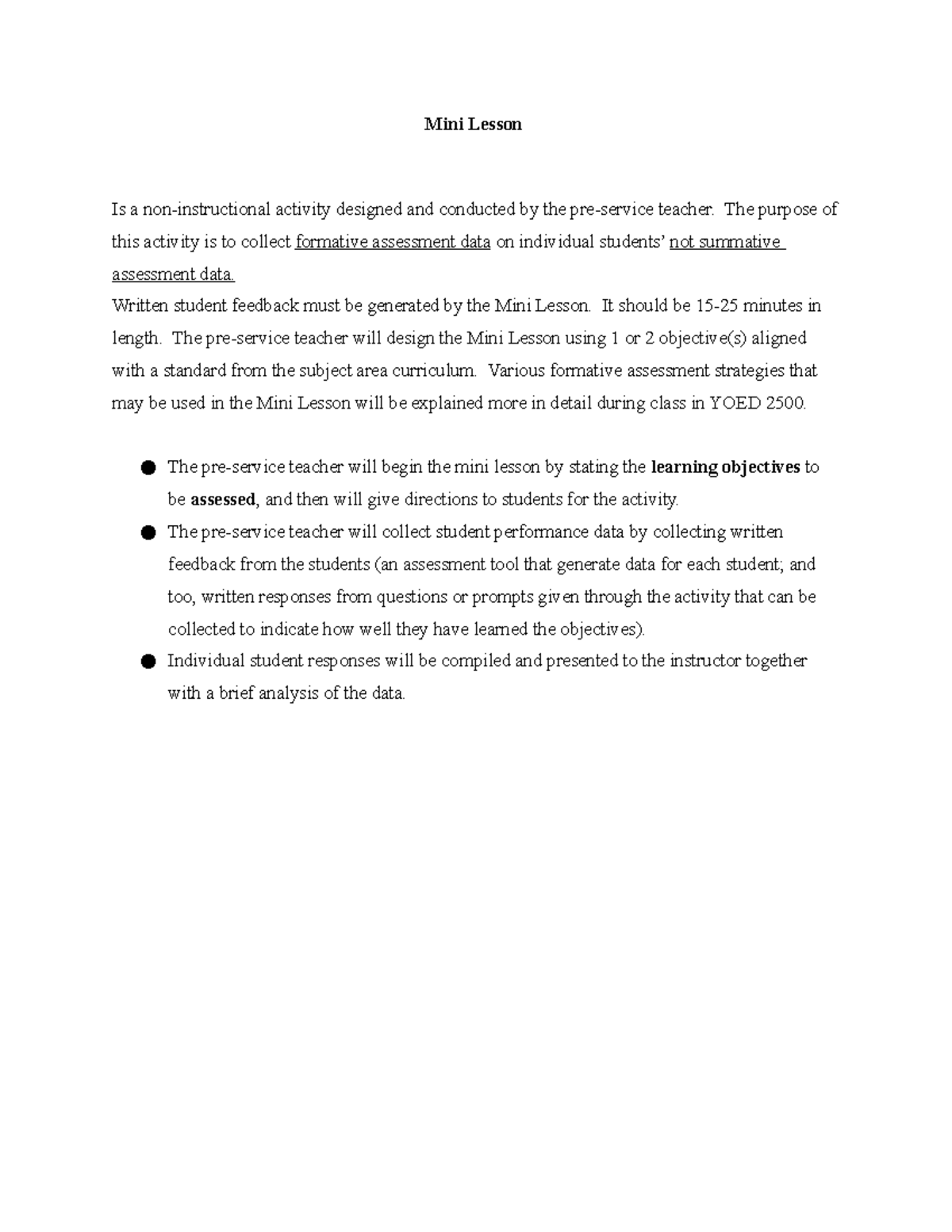 Assignment 3 Mini Lesson 2 - Mini Lesson Is a non-instructional ...