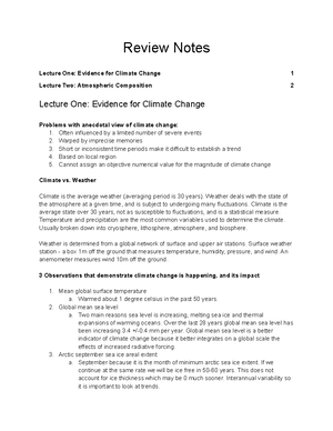 Climate change notes - Lecture 2: Atmosphere and Oceanic Composition ...