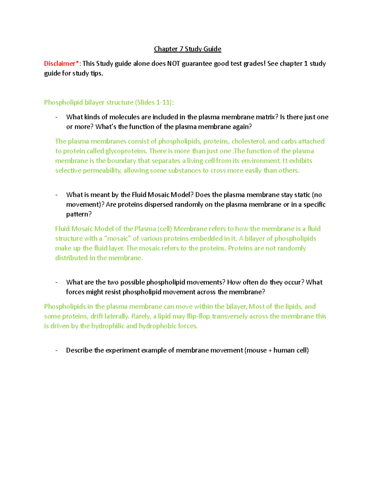 Hoch Chapter 7 Study Guide complete - Chapter 7 Study Guide Disclaimer ...