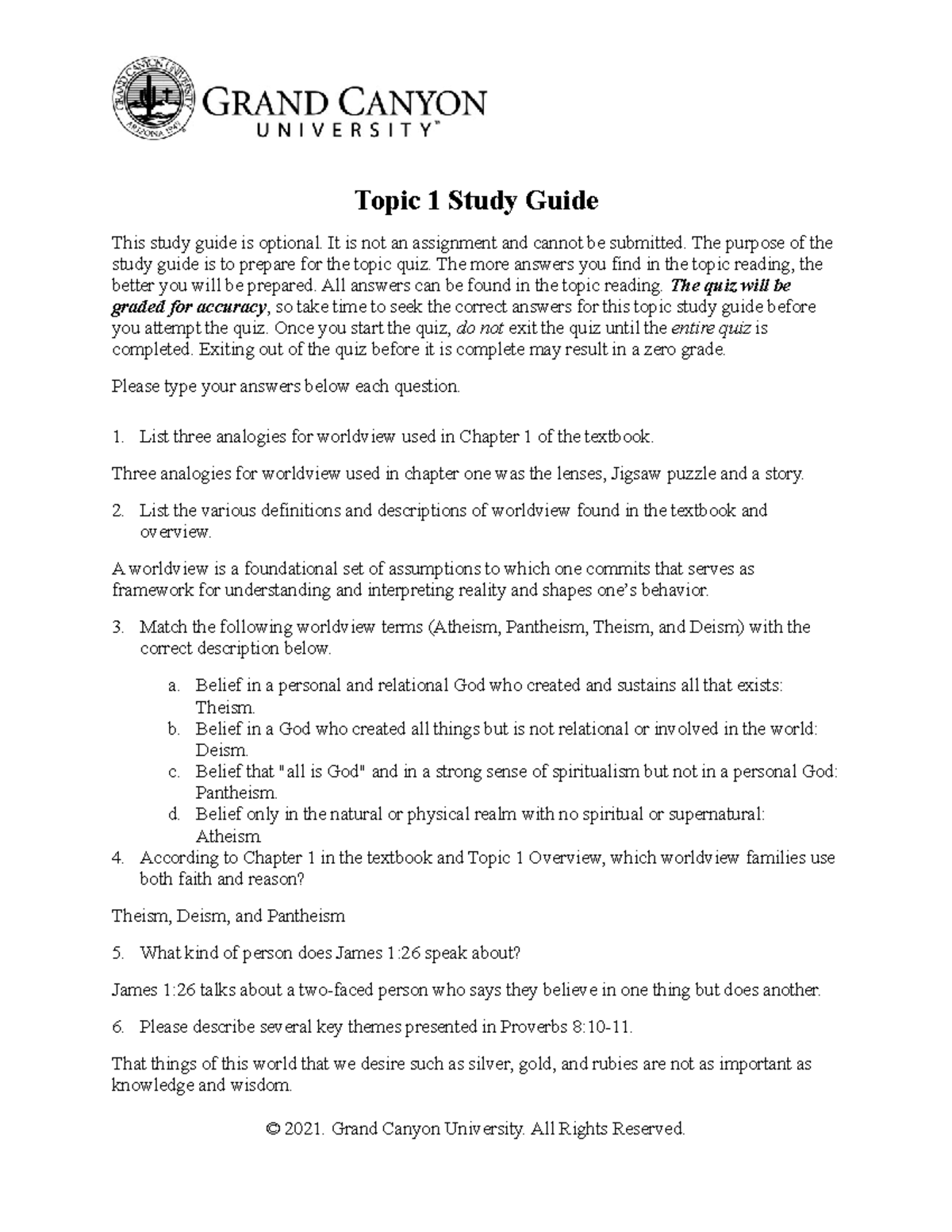 Topic 1Study Guide - week 1 - Topic 1 Study Guide This study guide is ...