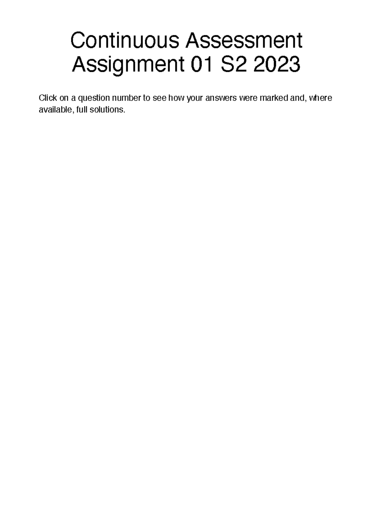 Continuous assesment - Continuous Assessment Assignment 01 S2 2023 ...