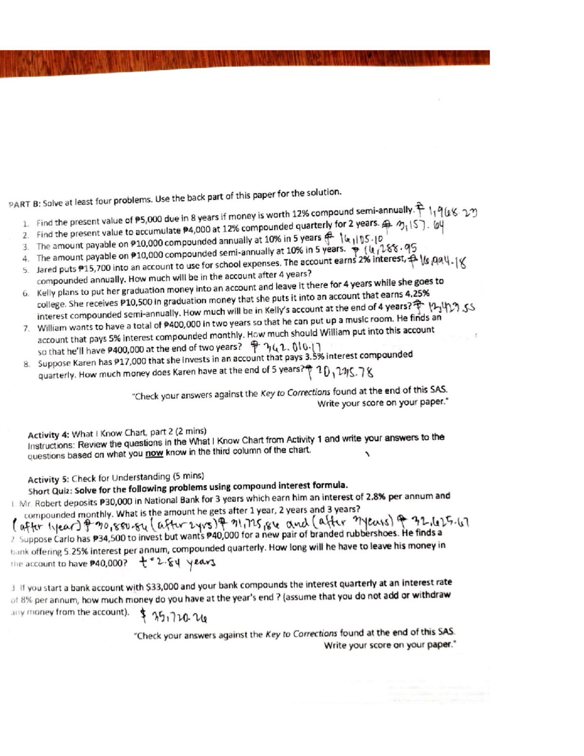 Mathematics modern world activity no - Civil Engineering - Studocu