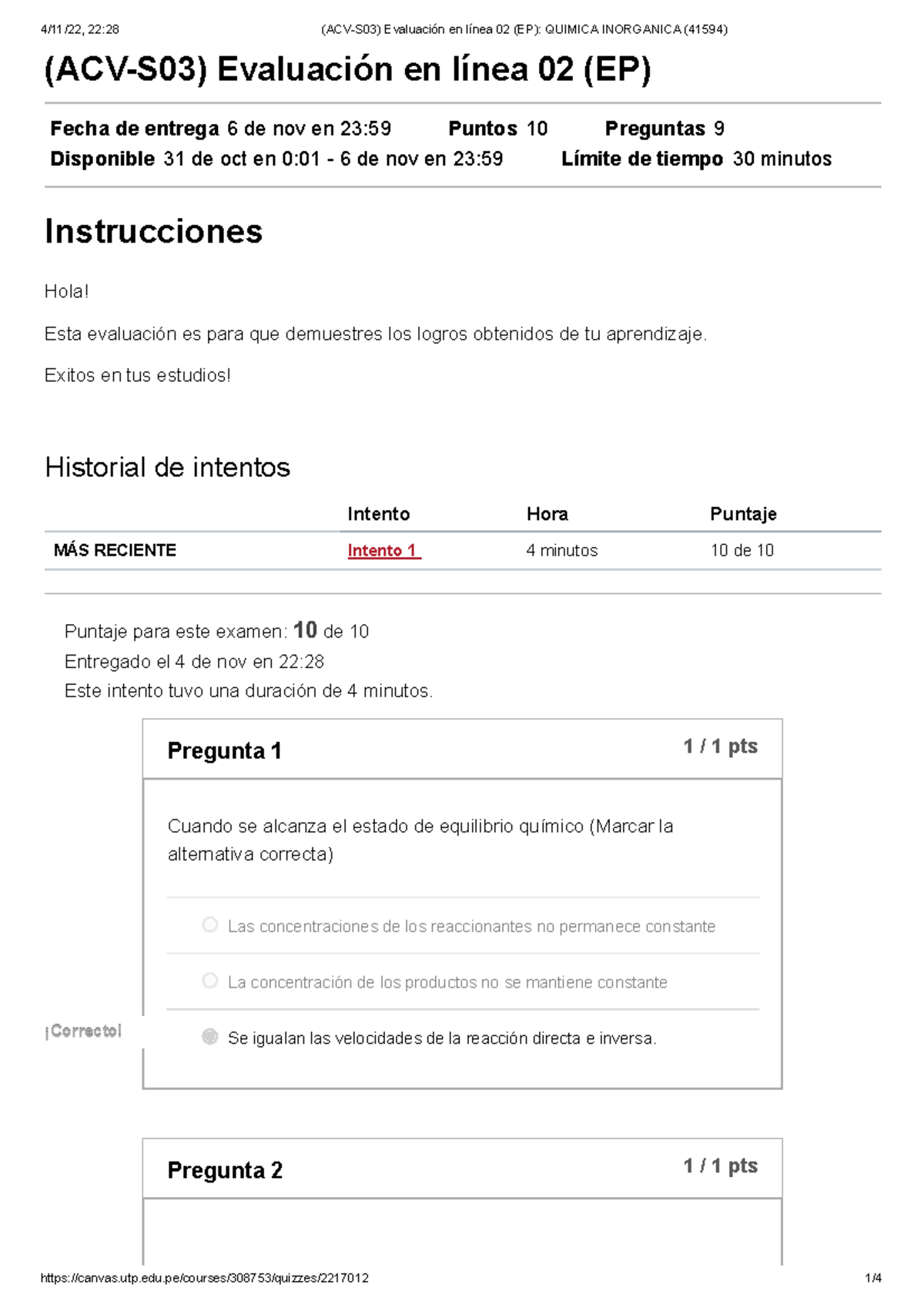 (ACV-S03) Evaluación en línea 02 (EP) Quimica Inorganica (41594) - (ACV-S03) Evaluación en línea ...