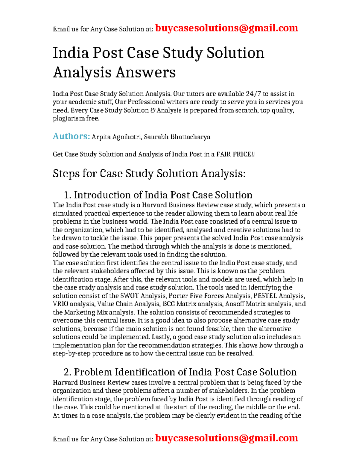 India Post Case Study Solution Analysis - Our tutors are available 24/7 ...