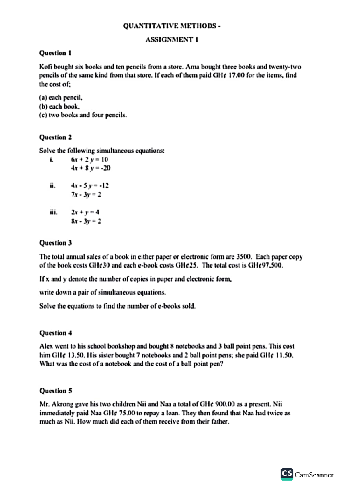 QM2 - Solutions - Quantitative method - CamScanner CamScanner - Studocu