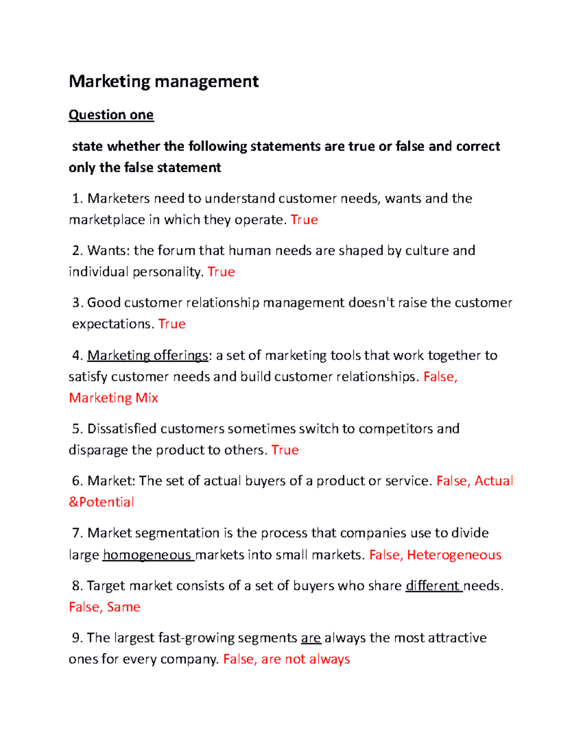 MBA exam 2 hour-1 - Studying operations - Marketing management Question ...