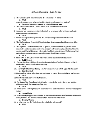 Quiz - Crime & Criminal Justice - QUIZ Answers - 1 - Covering Chapter 1 ...