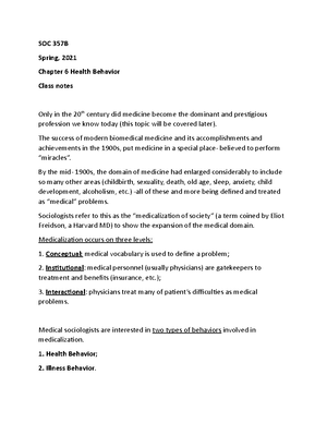 SOC 357 Medical Pluralism (Class Lecture) - SOC 357B Fall 2020 Class ...
