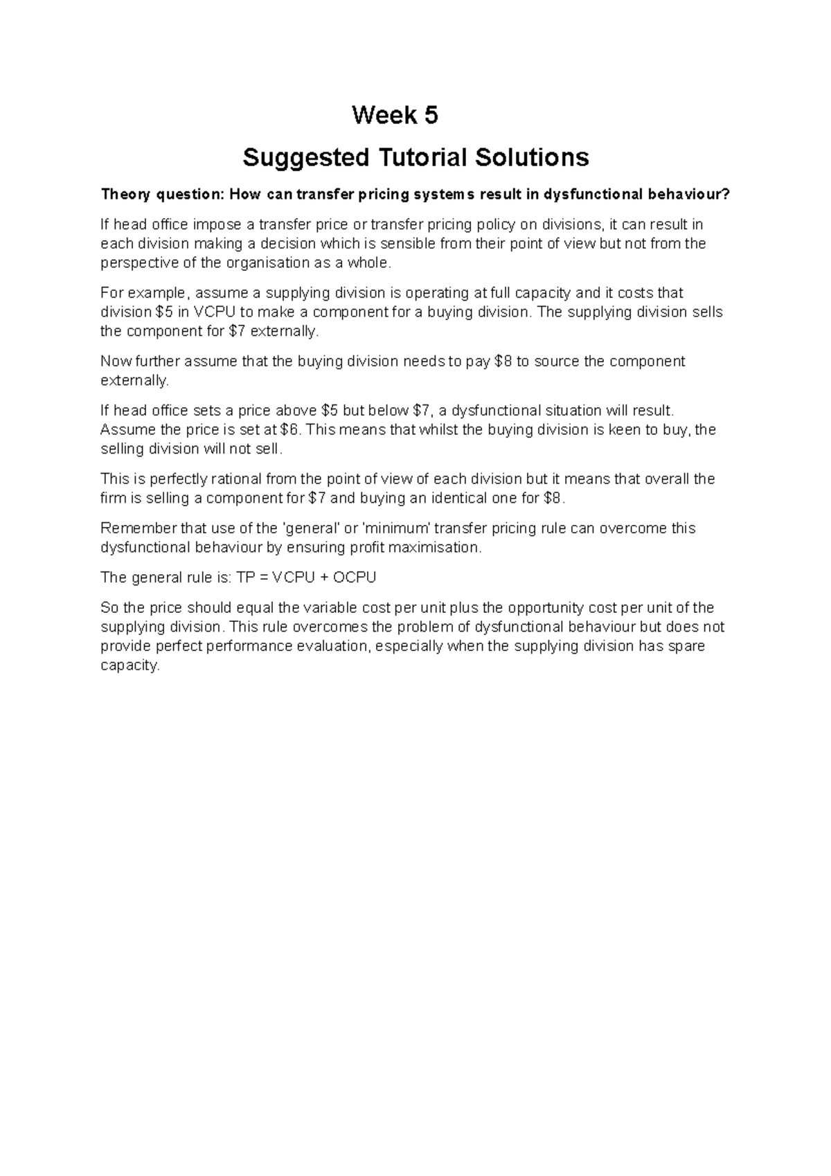 Week 5 Discussion Suggestions - Week 5 Suggested Tutorial Solutions ...