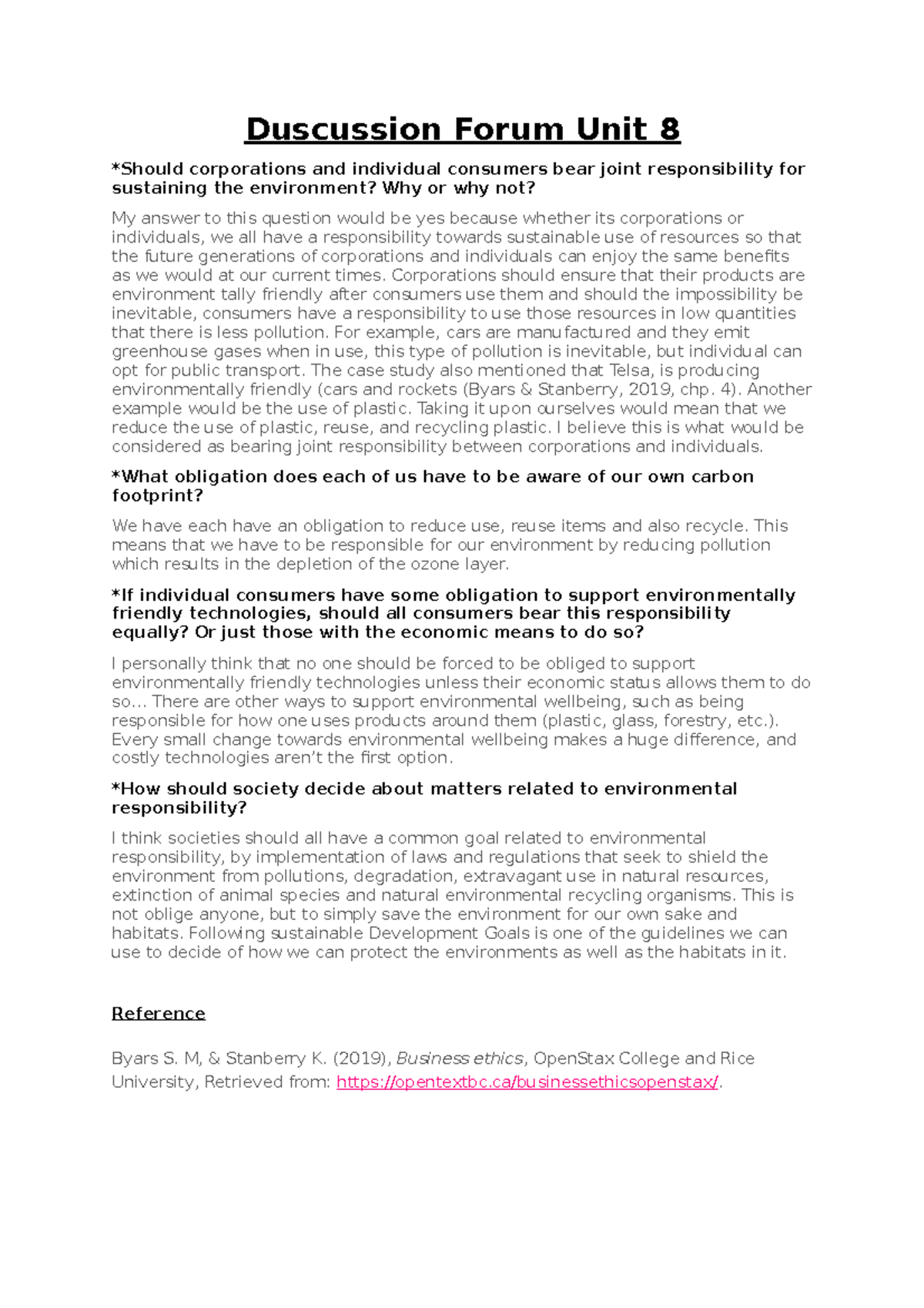 Duscussion Forum Unit 8 - Corporations should ensure that their ...