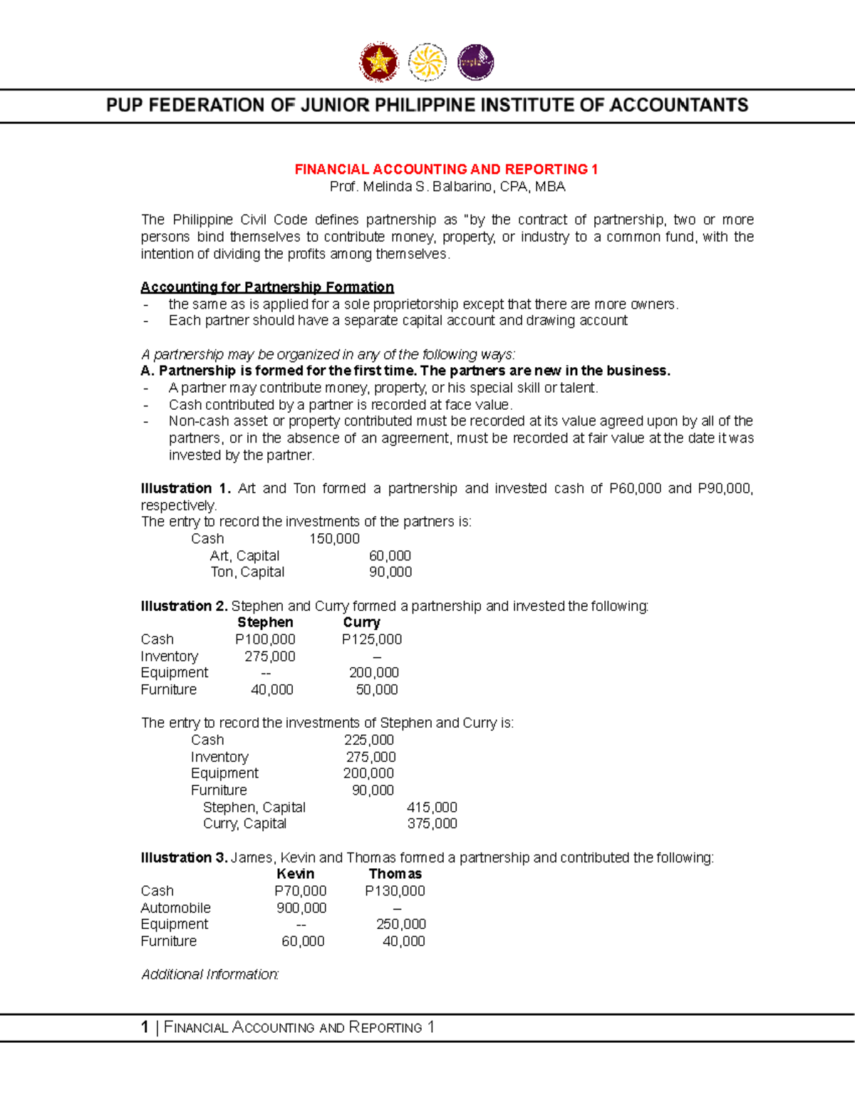 1st Year Financial Accounting and Reporting 1 - FINANCIAL ACCOUNTING ...