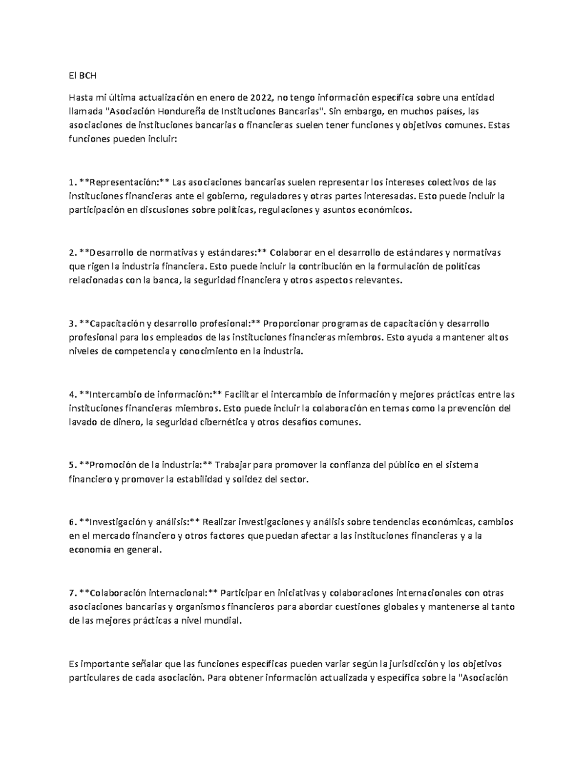 El BCH - INGENIERIA ECONOMICA APUNTES SOBRE LA FUNCIONABILIDAD DEL BCH ...