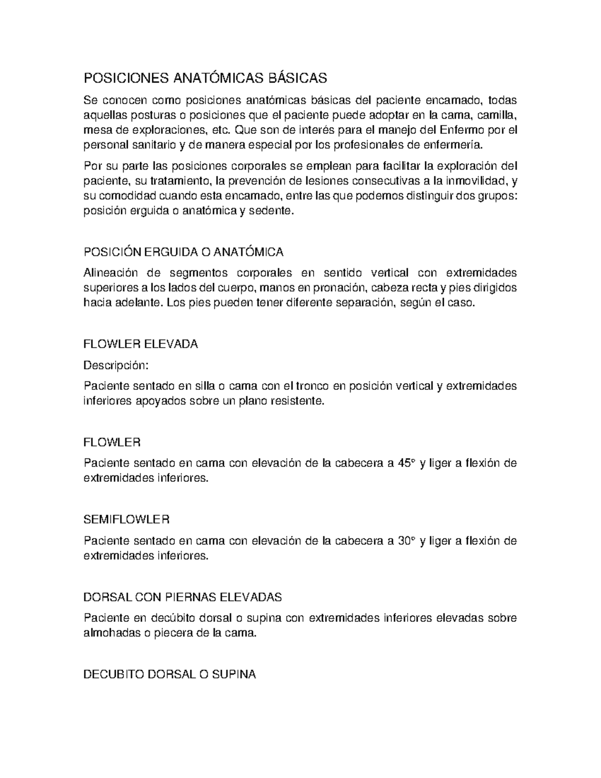 Pocisiones anatomicas - POSICIONES ANATÓMICAS BÁSICAS Se conocen como ...