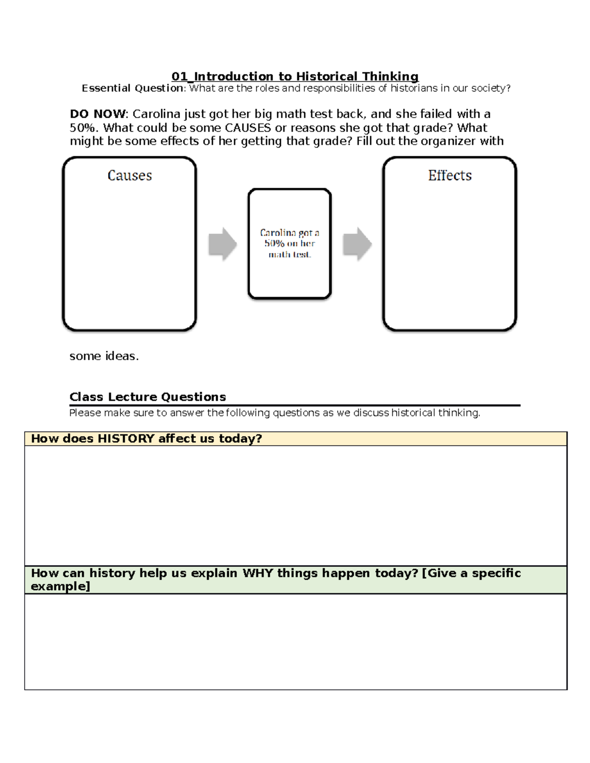 01 Introduction to Historical Thinking Student Document - 01 ...