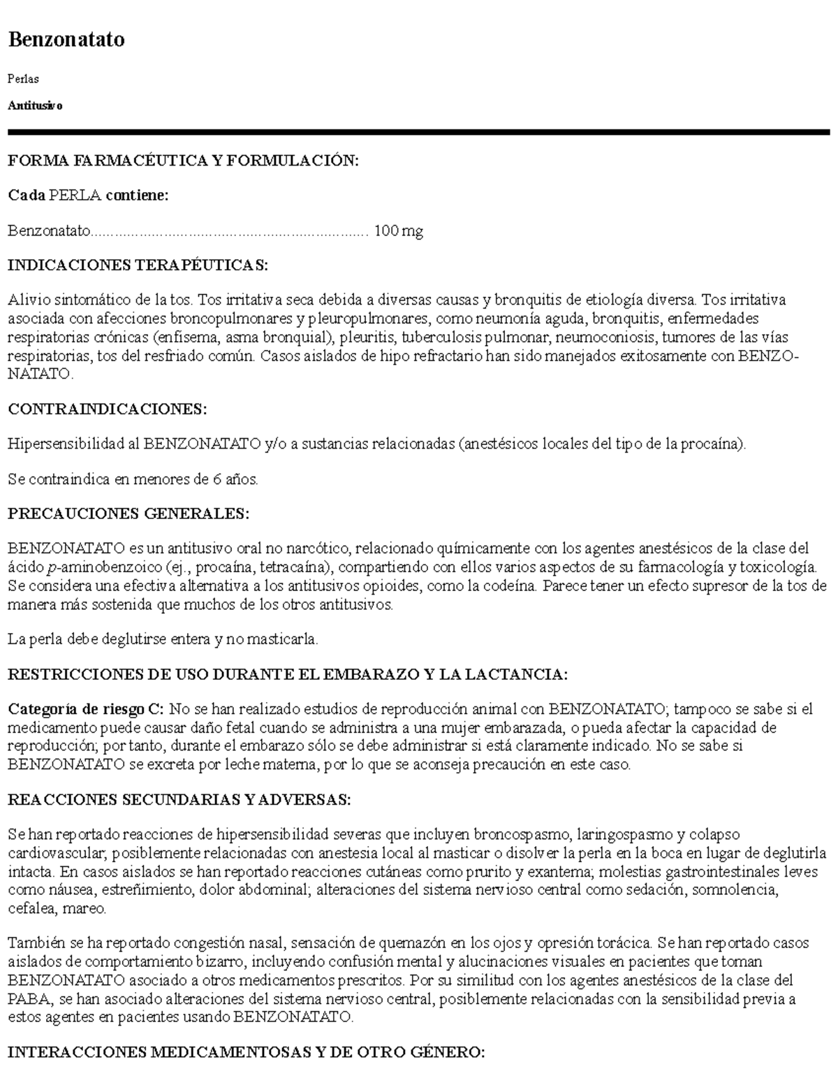 Benzonatato - HOJA DE SEGURIDAD DE COMPUESTO QUIMICO - Benzonatato ...