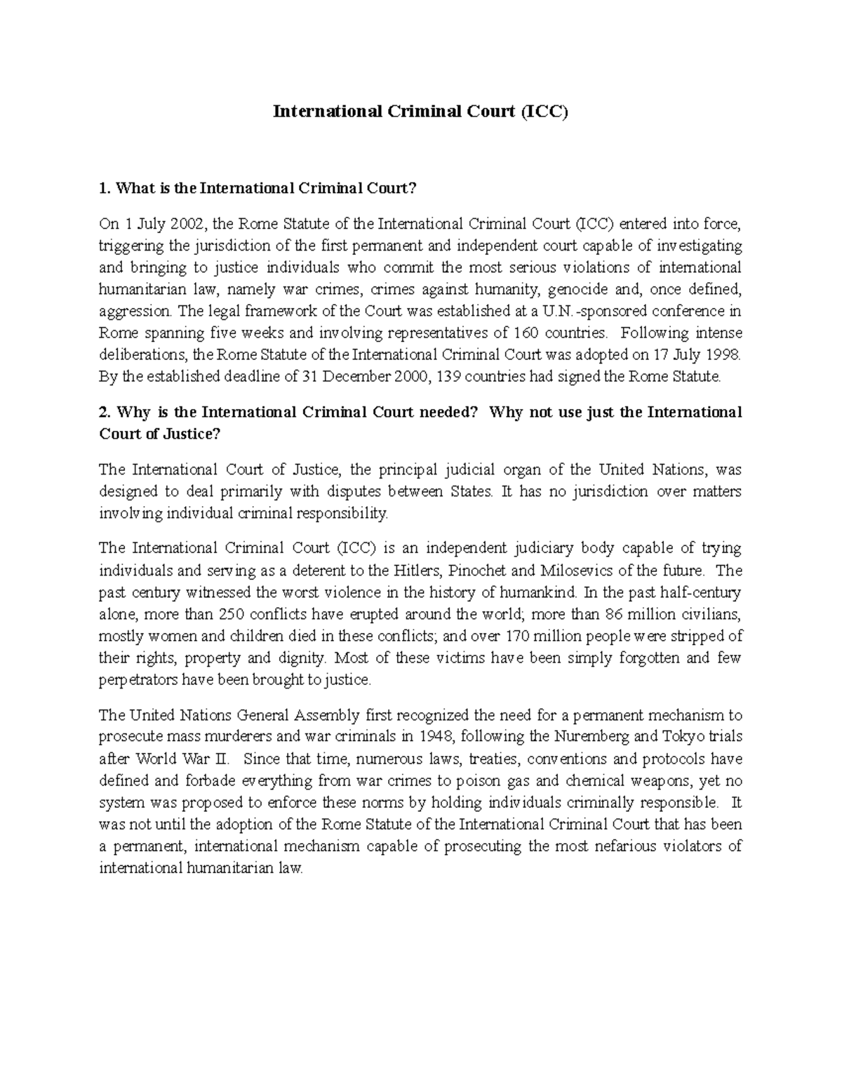 ICC - International Criminal Court (ICC) What is the International ...