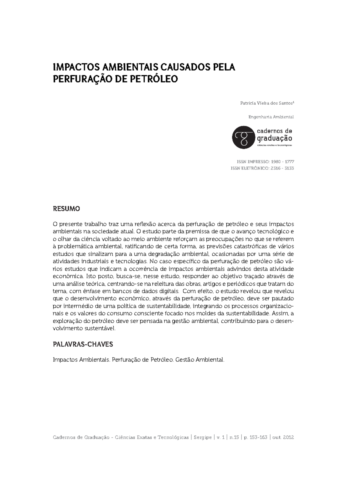 Amchagas,+CDG Exatas 153 163 n01 - ImpAcToS AmBIENTAIS cAUSADoS pElA ...
