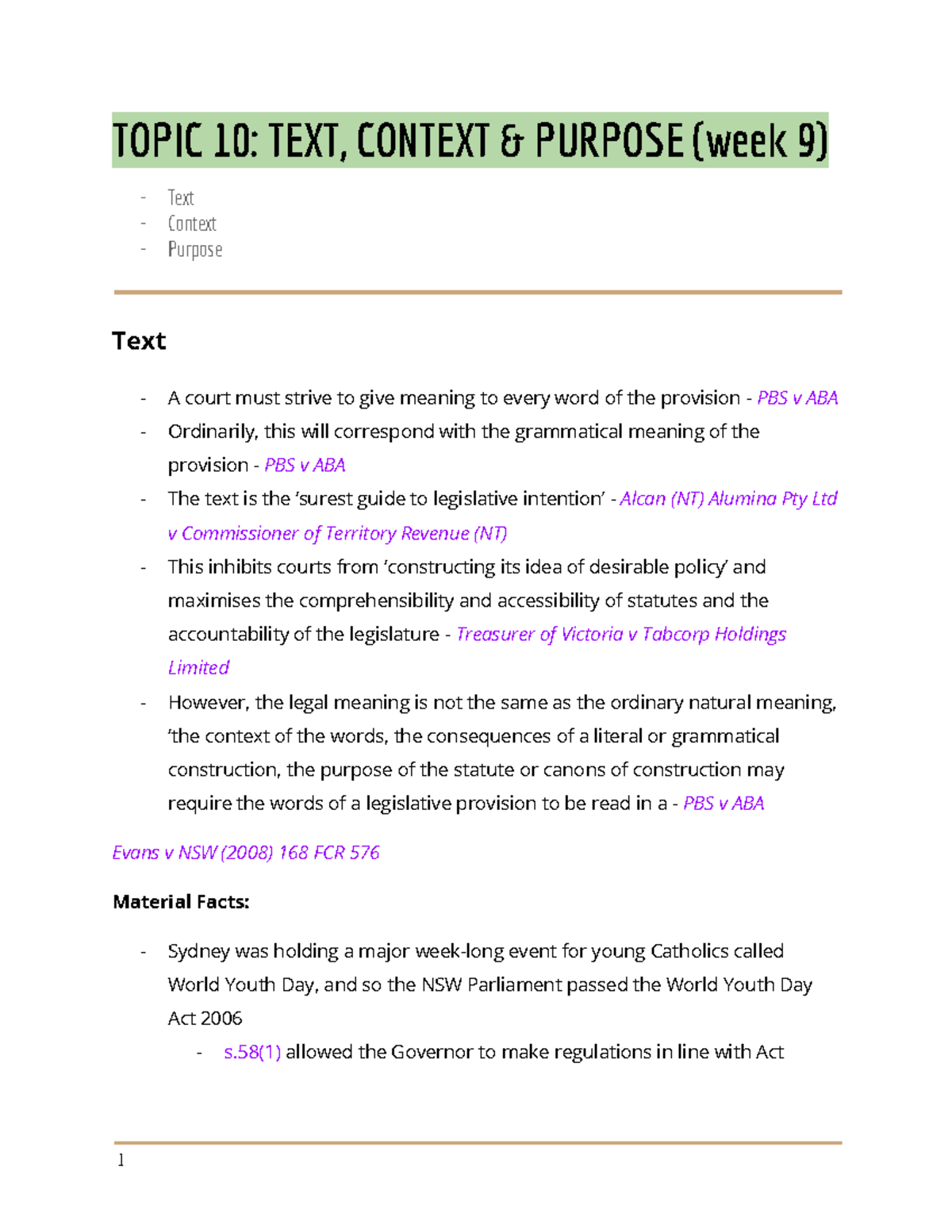Topic 10 Text, Context & Purpose - TOPIC 10: TEXT, CONTEXT & PURPOSE (week 9) - Te - Conte ...