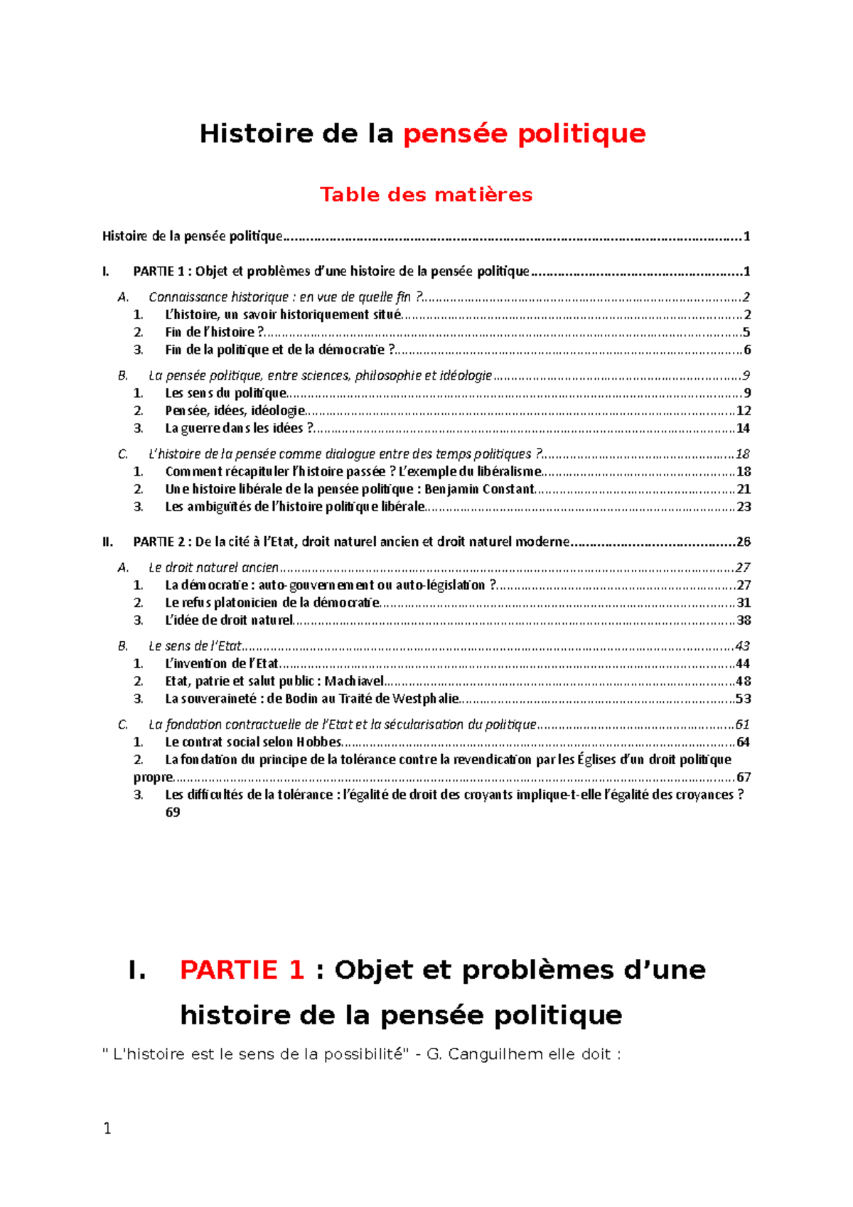 Histoire-de-la-pensée-politique - Histoire de la pensée - Studocu