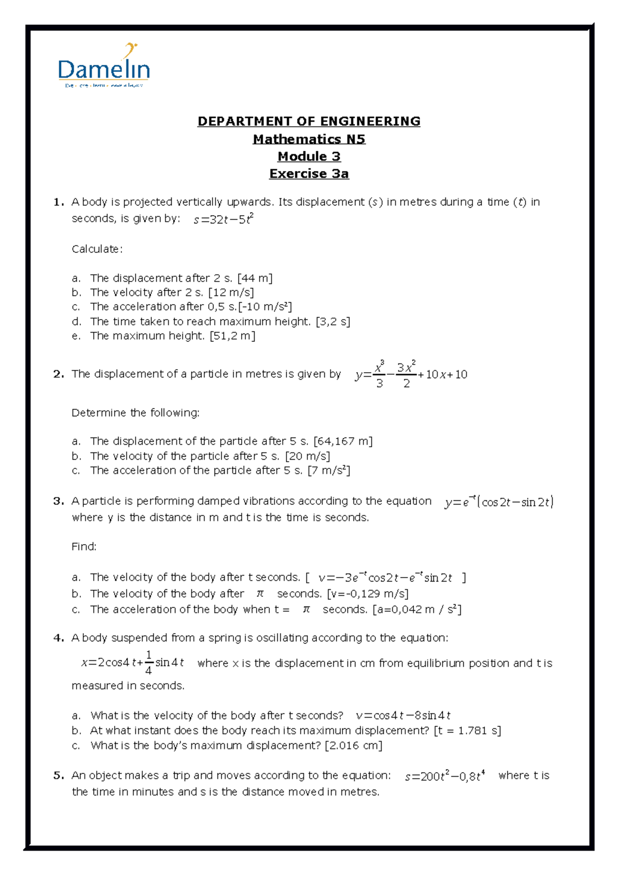 Week7 class exercise 2 JC - DEPARTMENT OF ENGINEERING Mathematics N ...