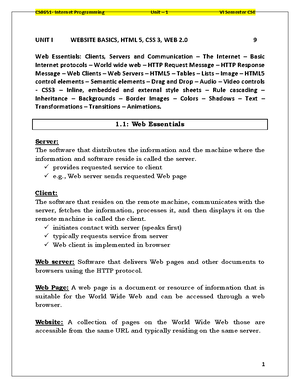 Unit III Server side programming-final - Unit III Server side programming Introduction to ...