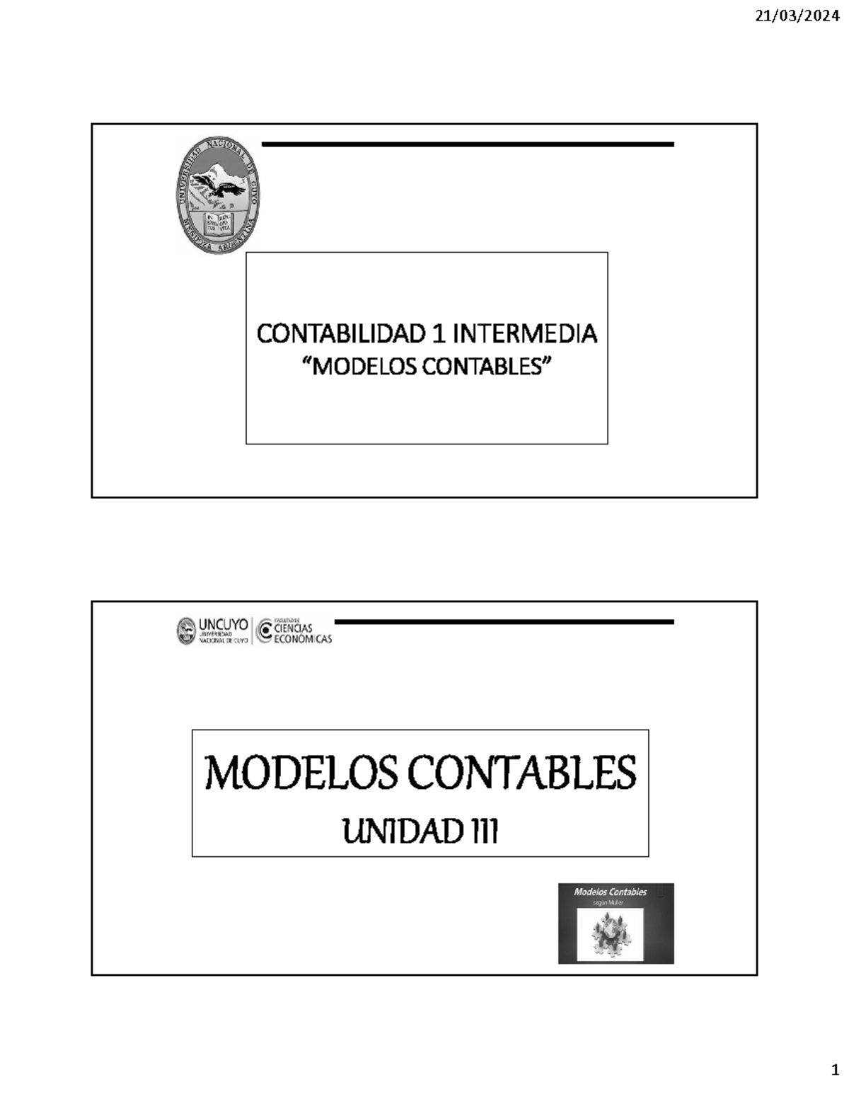 Unidad 3 Modelos contables - CONTABILIDAD 1 INTERMEDIA “MODELOS ...
