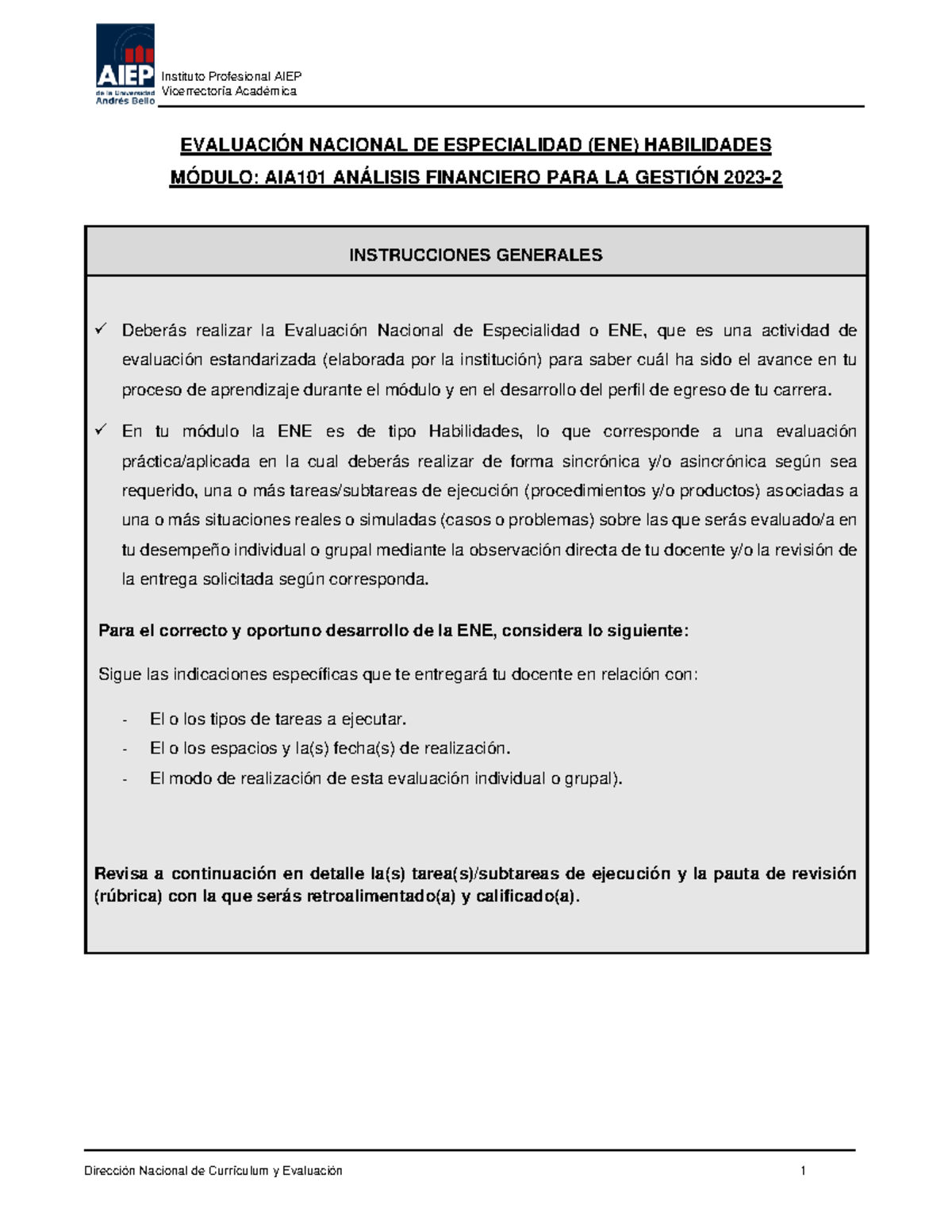 Versión Estudiante ENE AIA 101 2023-2 - Vicerrectoría Académica ...