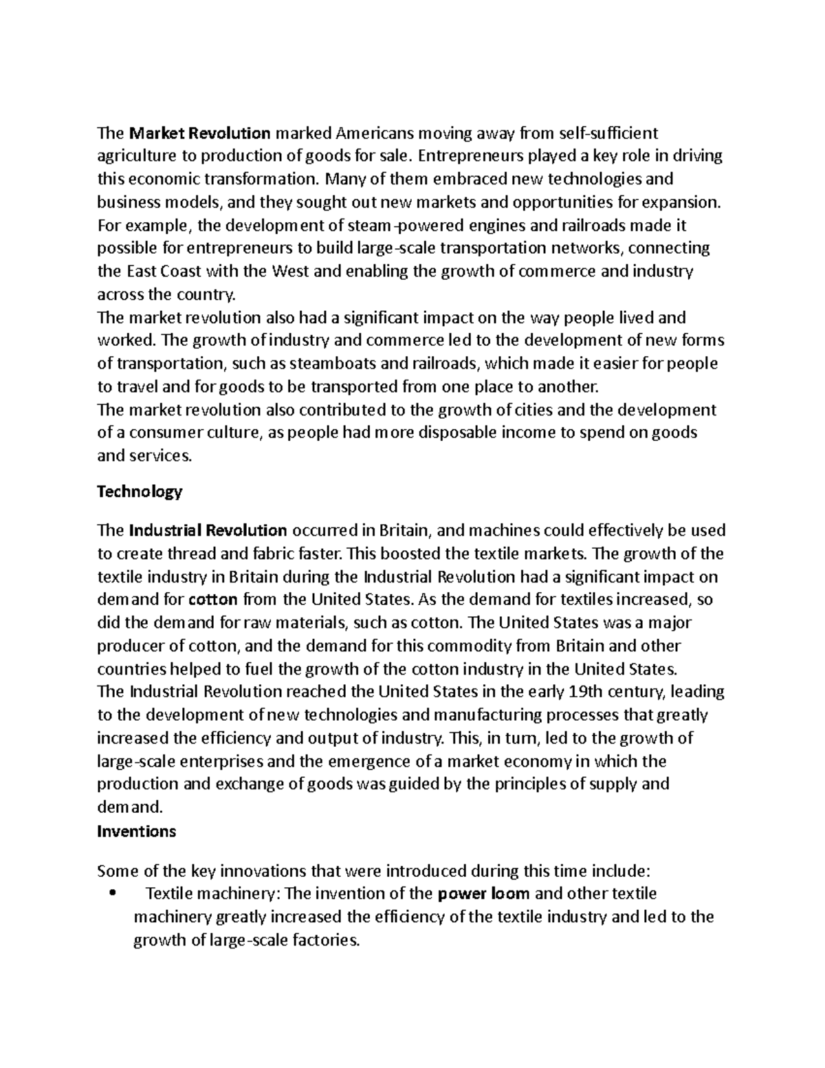 4.5 Market Revolution- Industrialization - The Market Revolution marked ...
