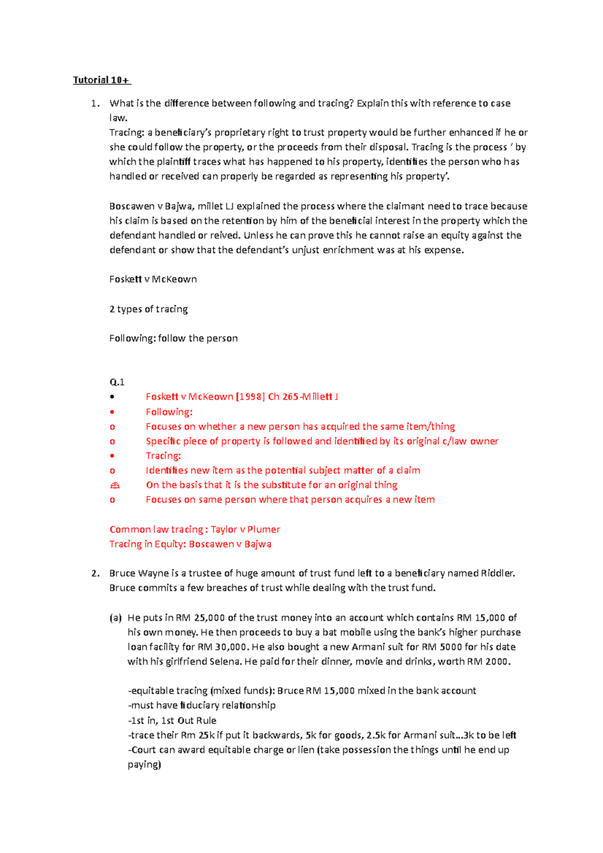 E&T Tutorial 10 (Tracing) - Tutorial 10+ What is the difference between following and tracing ...
