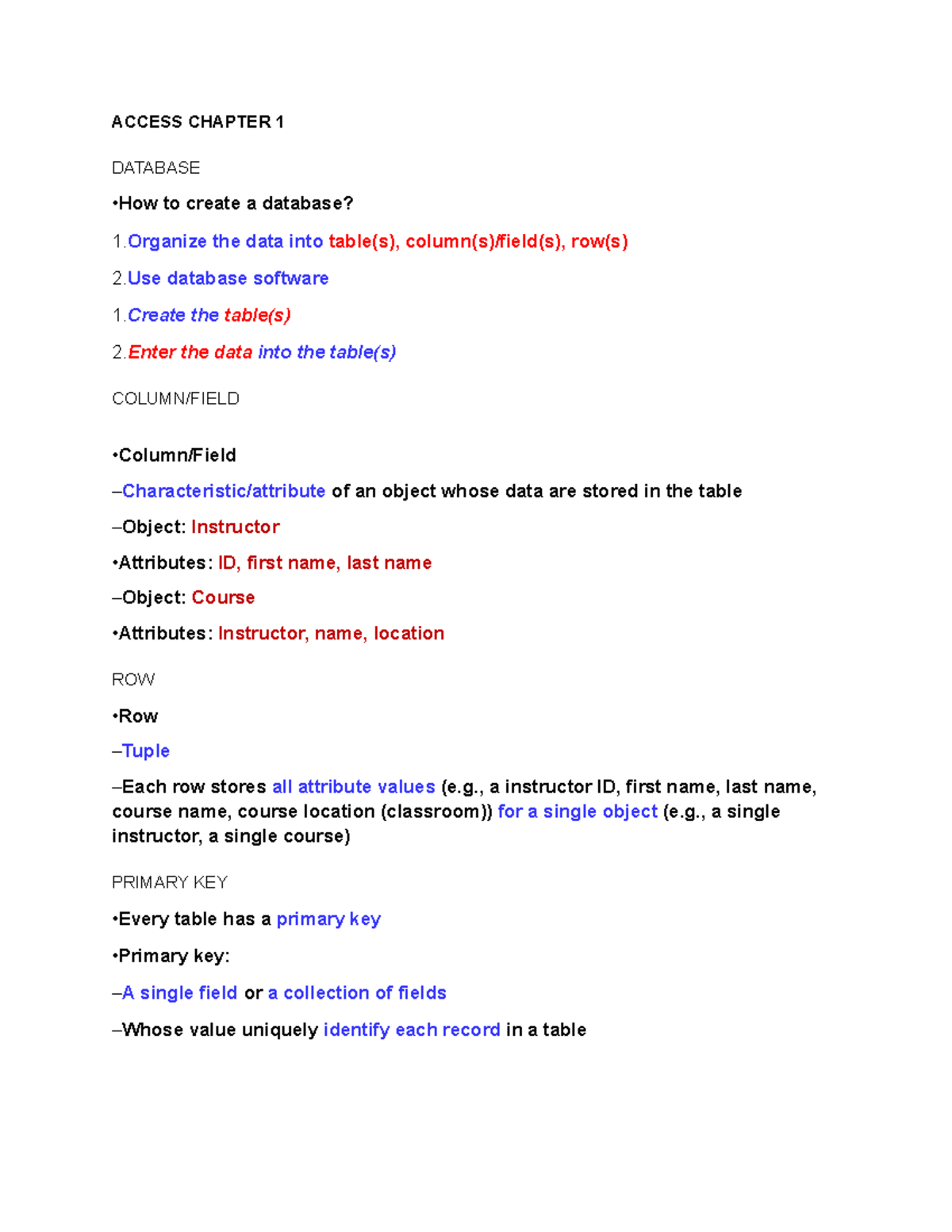 Access-CHAP-1 - lecture notes misy160 chapter 1 (access) from the ...