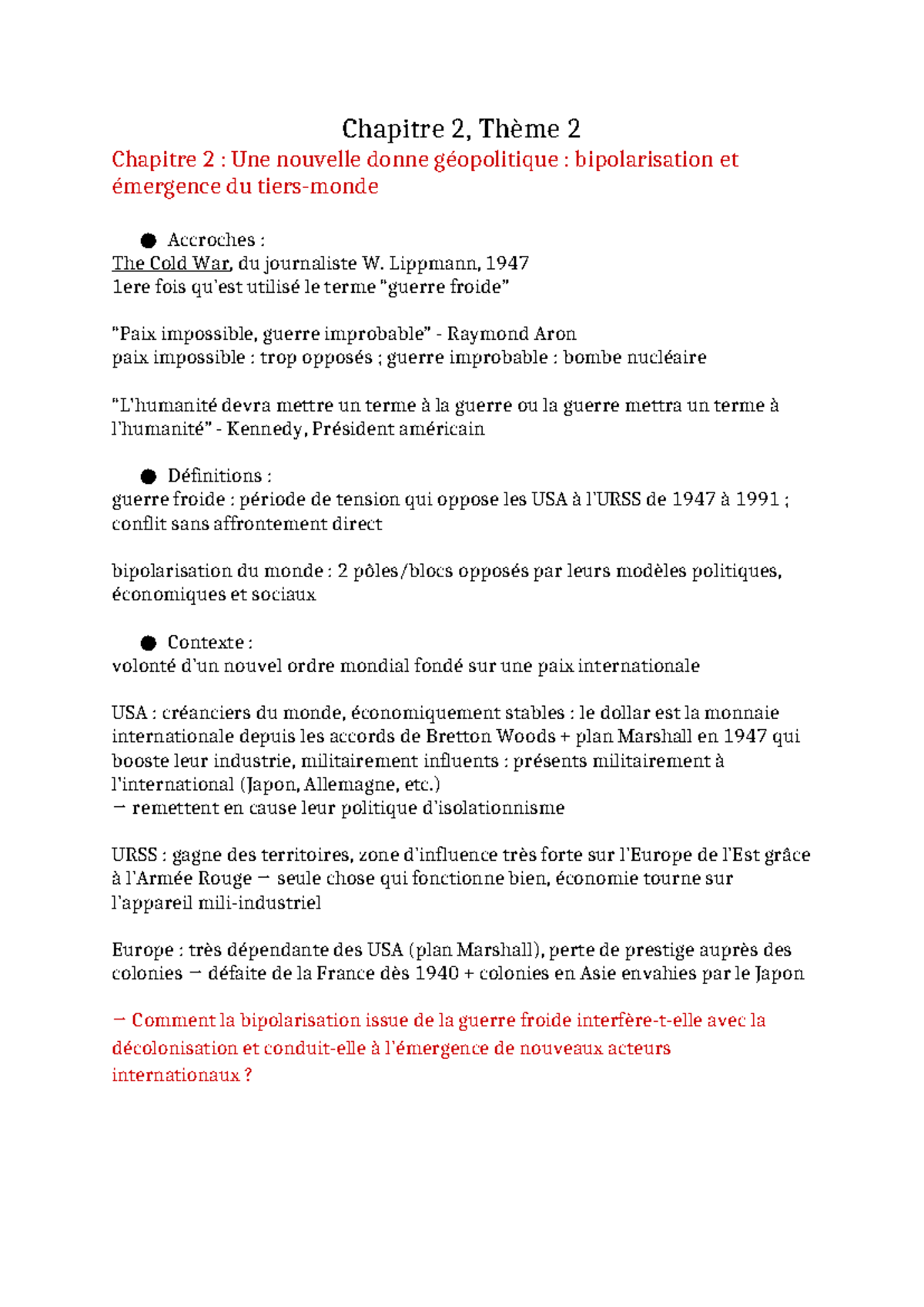 Histoire Thème 2 CHAPITRE 2 - Chapitre 2, Thème 2 Chapitre 2 : Une ...