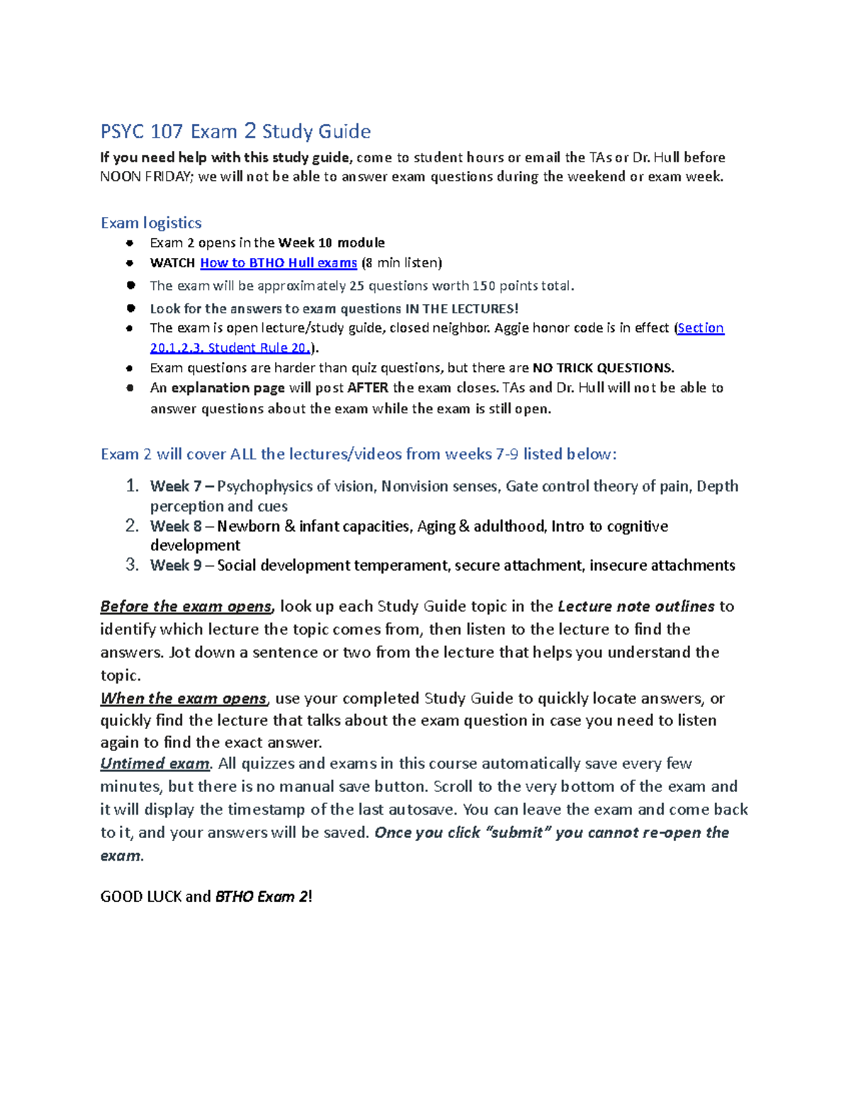 PSYC 107 Exam 2 study guide - PSYC 107 Exam 2 Study Guide If you need help with this study guide ...