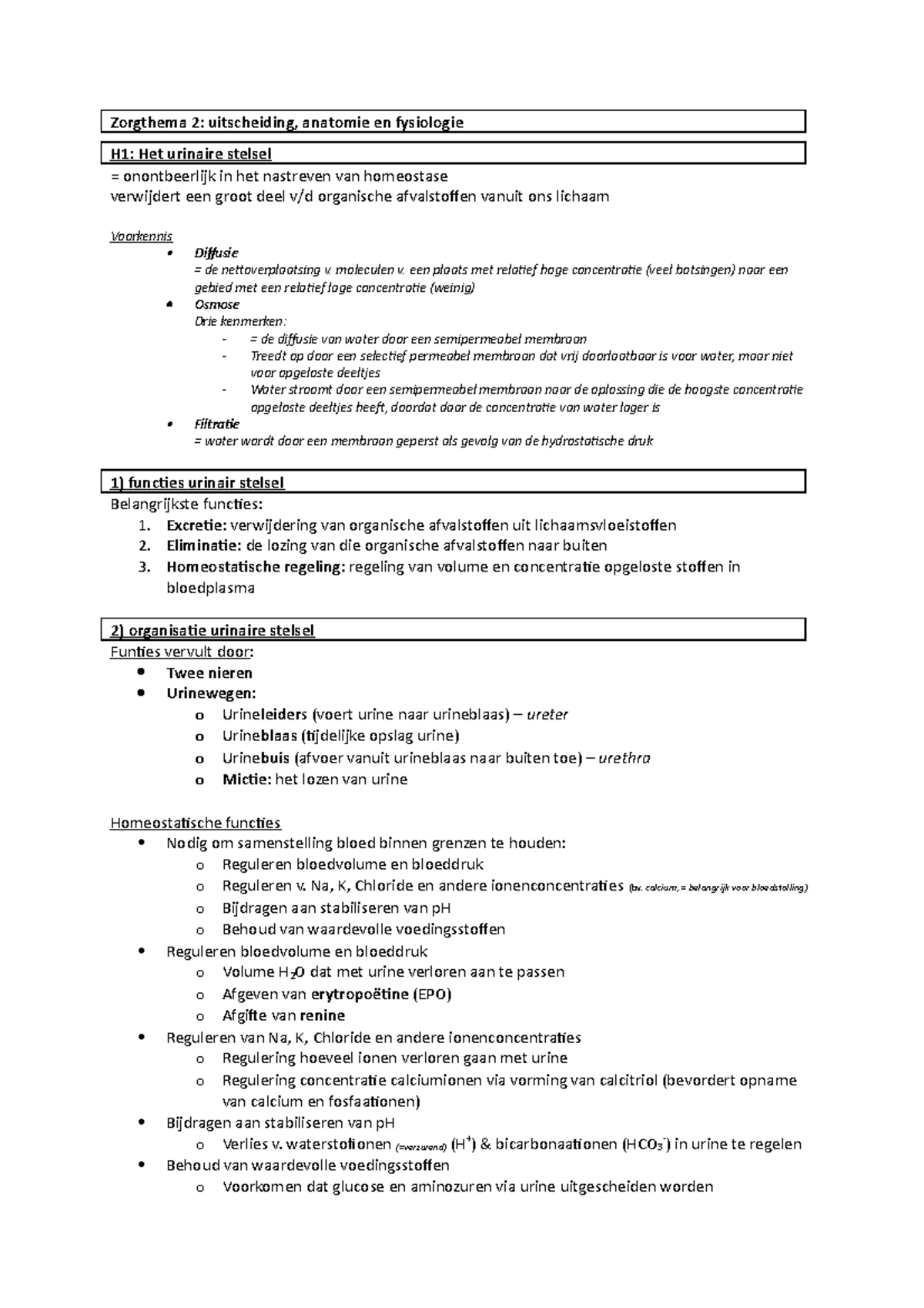 zorgthema 2 uitscheiding - Zorgthema 2: uitscheiding, anatomie en ...