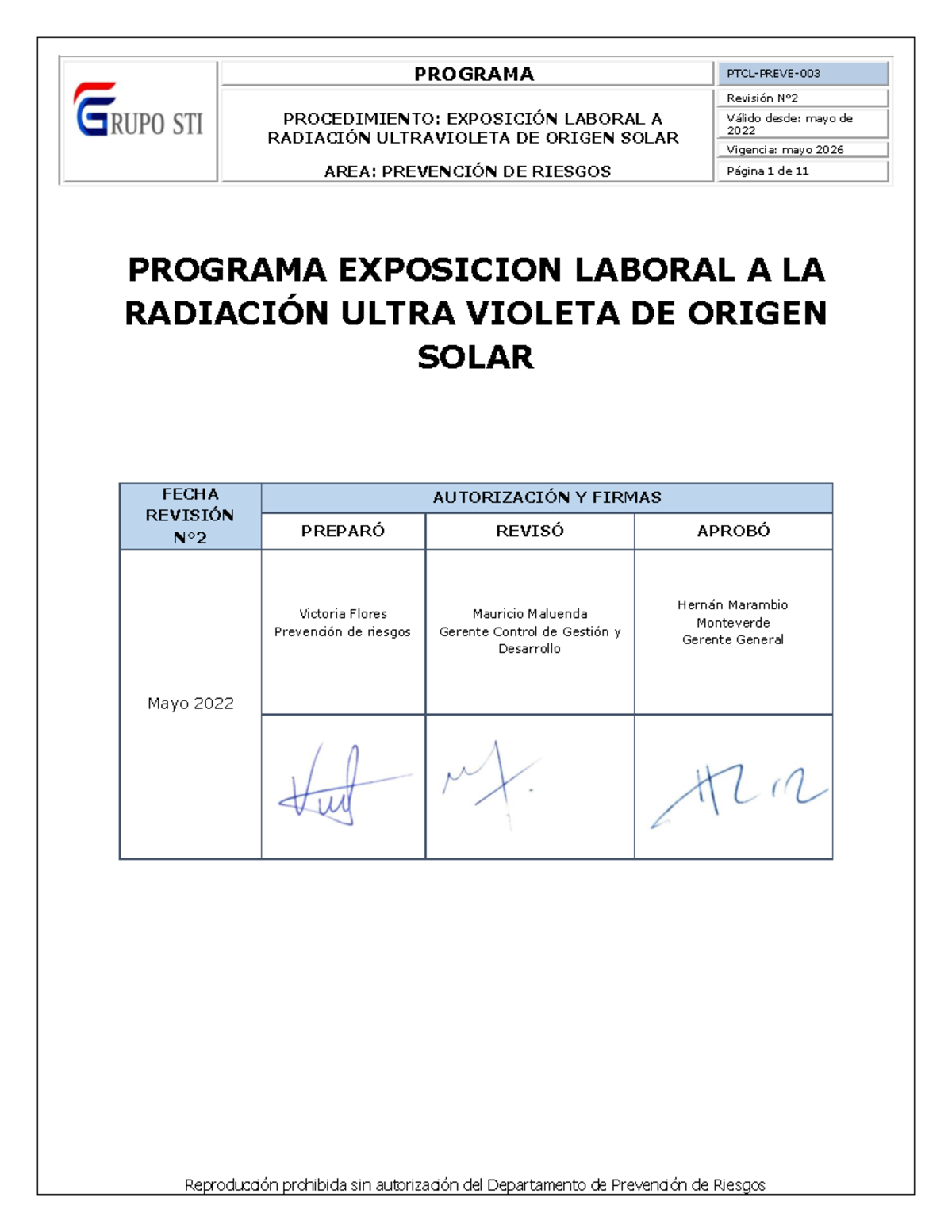 Programa Exposicion Laboral A LA Radiacion Ultra Violeta DE Origen ...