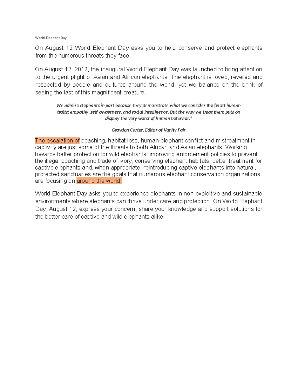 1Save - frick off - World Elephant Day On August 12 World Elephant Day ...