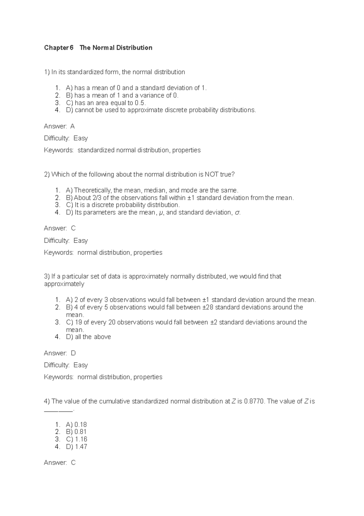 Chapter 6 The Normal Distribution - Chapter 6 The Normal Distribution ...