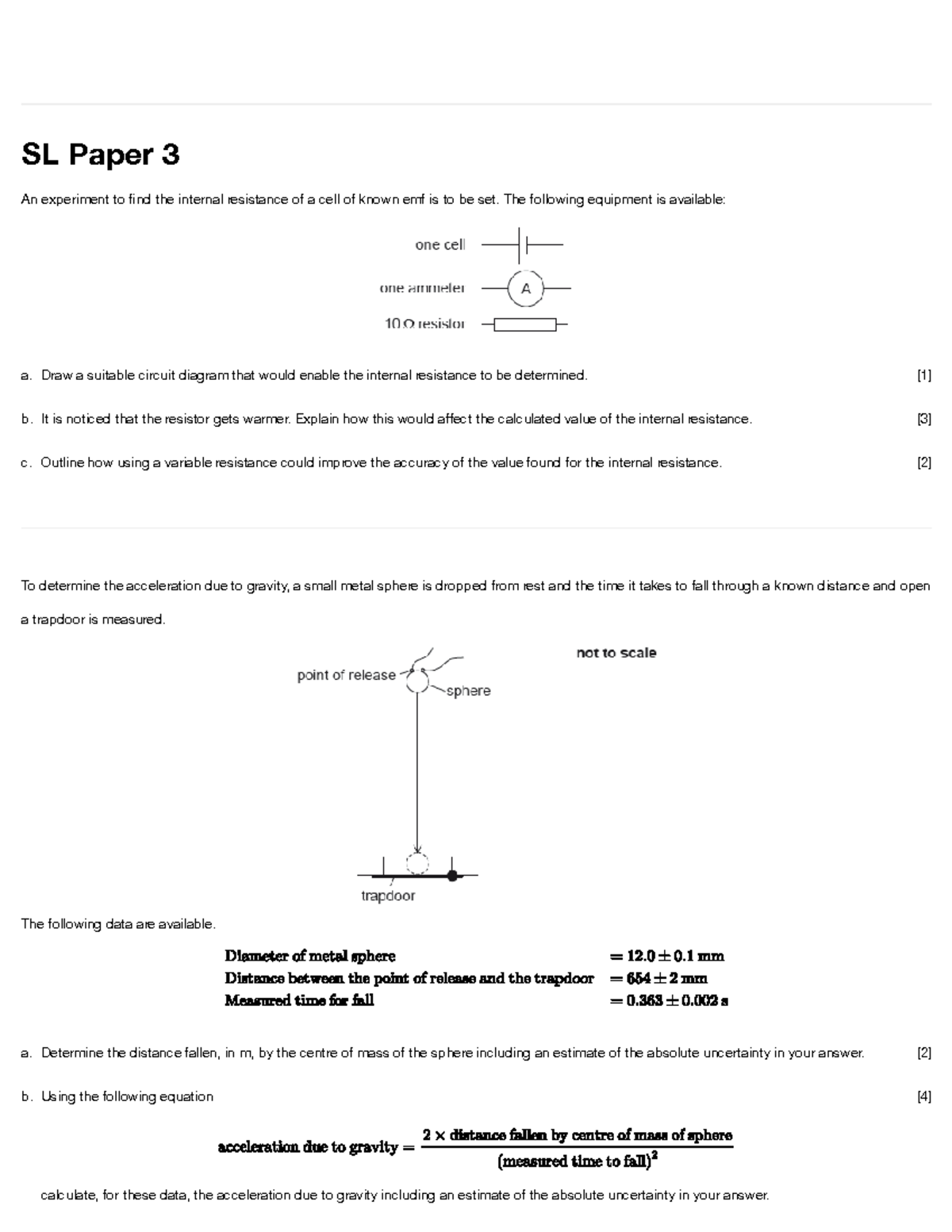 SL-paper 3 - IB resource - SL Paper 3 An experiment to ûnd the internal ...