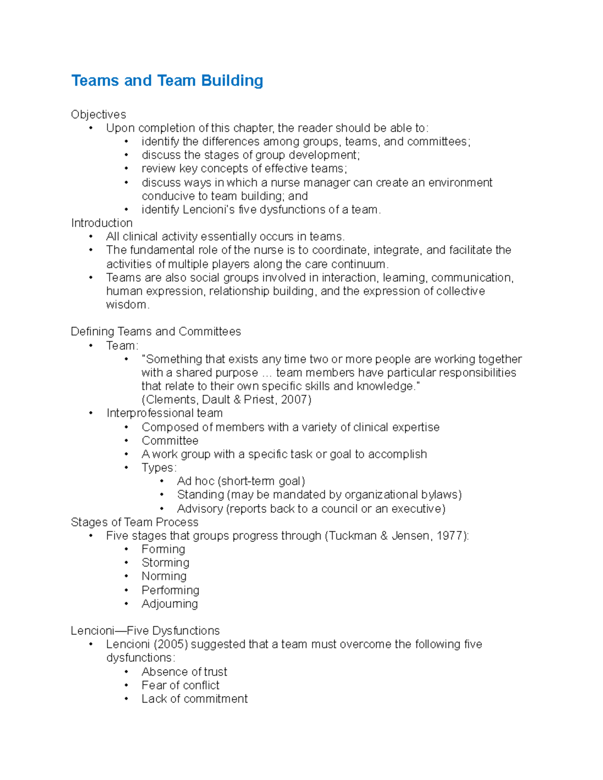 Teams and Team Building - Teams and Team Building Objectives - Upon ...