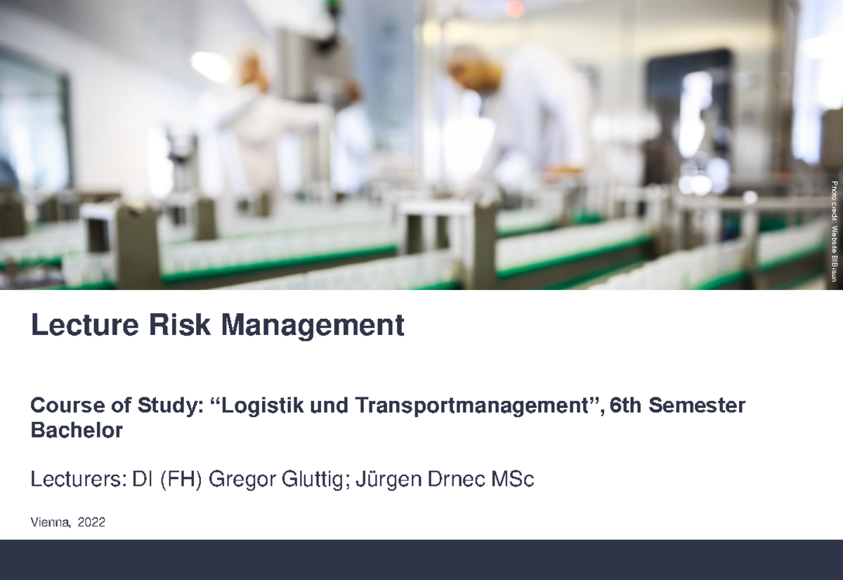 2022 Risk Management - Lecture Risk Management Course of Study ...