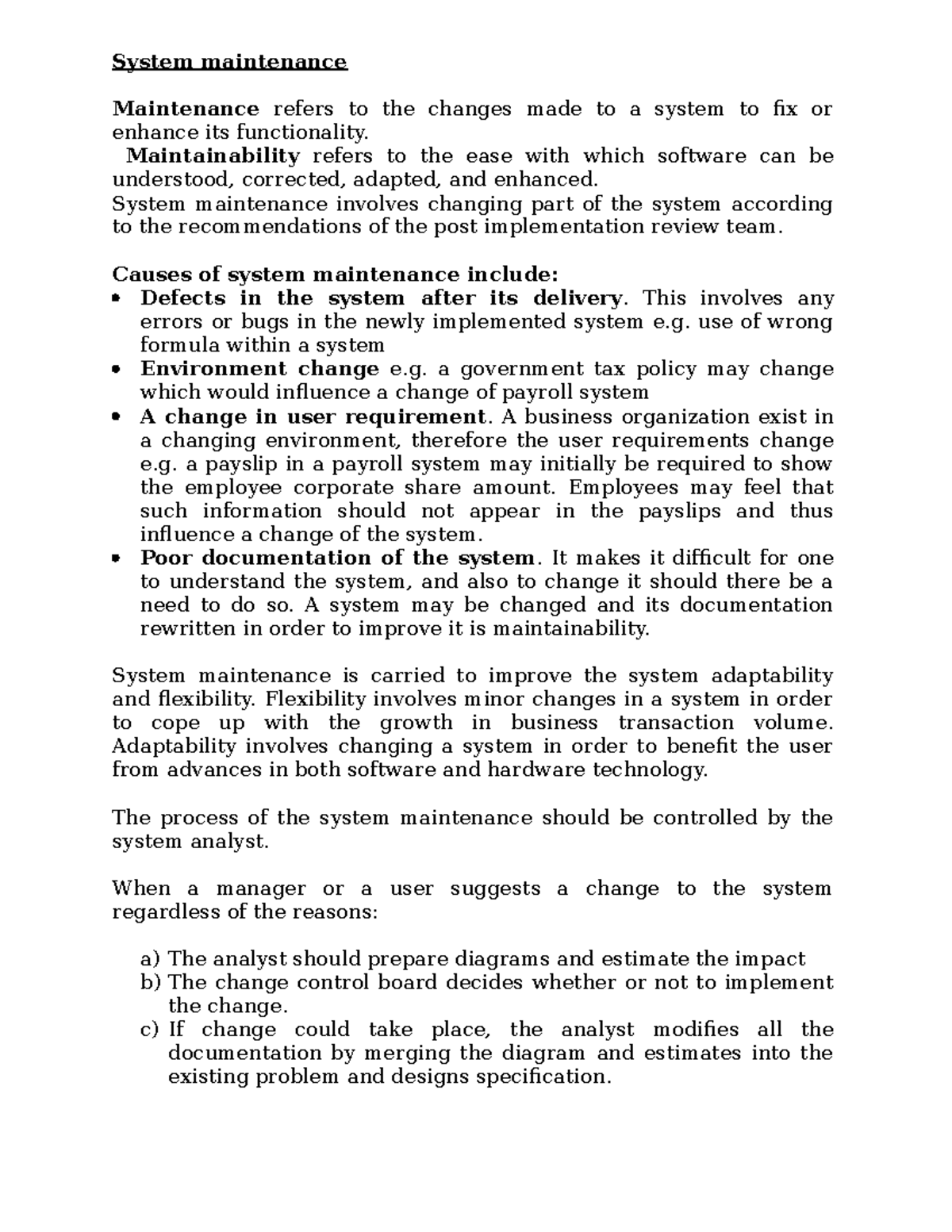 System maintenance - notes - System maintenance Maintenance refers to ...