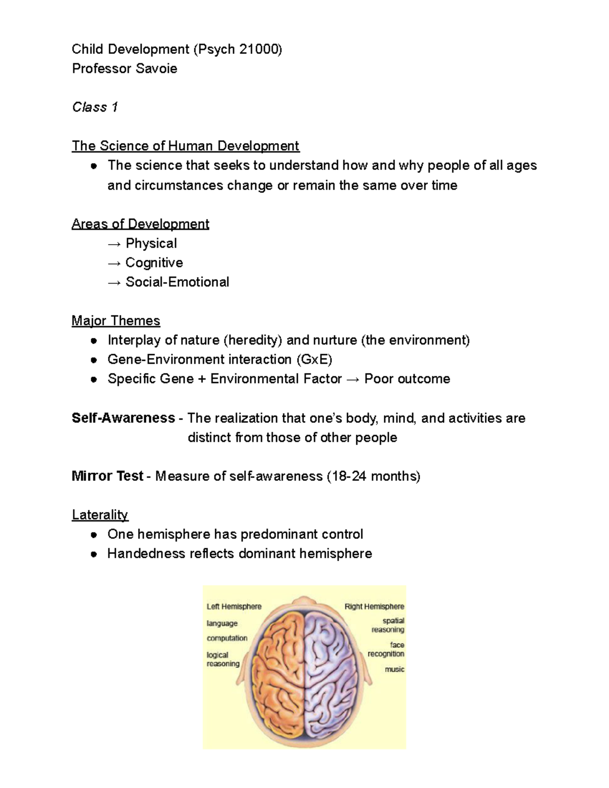 Psych Child Development - Child Development (Psych 21000) Professor ...
