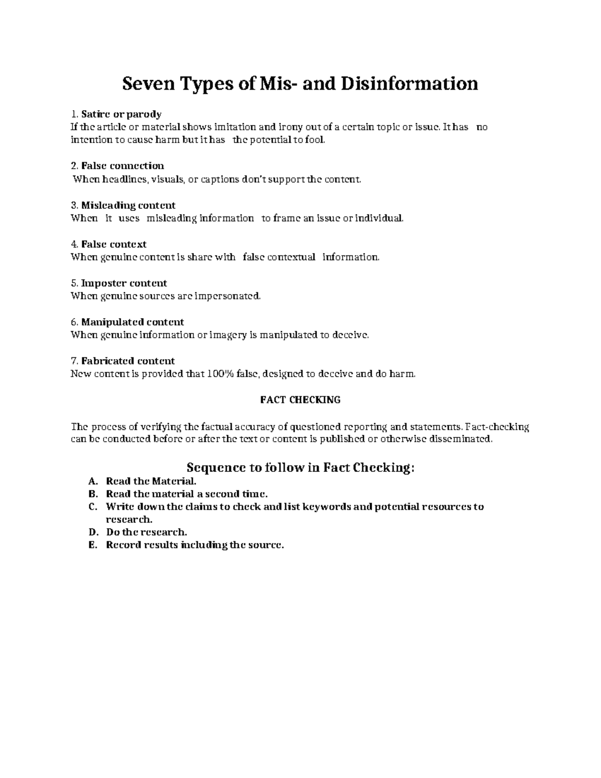 Seven-Types-of-Mis - Seven Types of Mis- and Disinformation 1. Satire ...