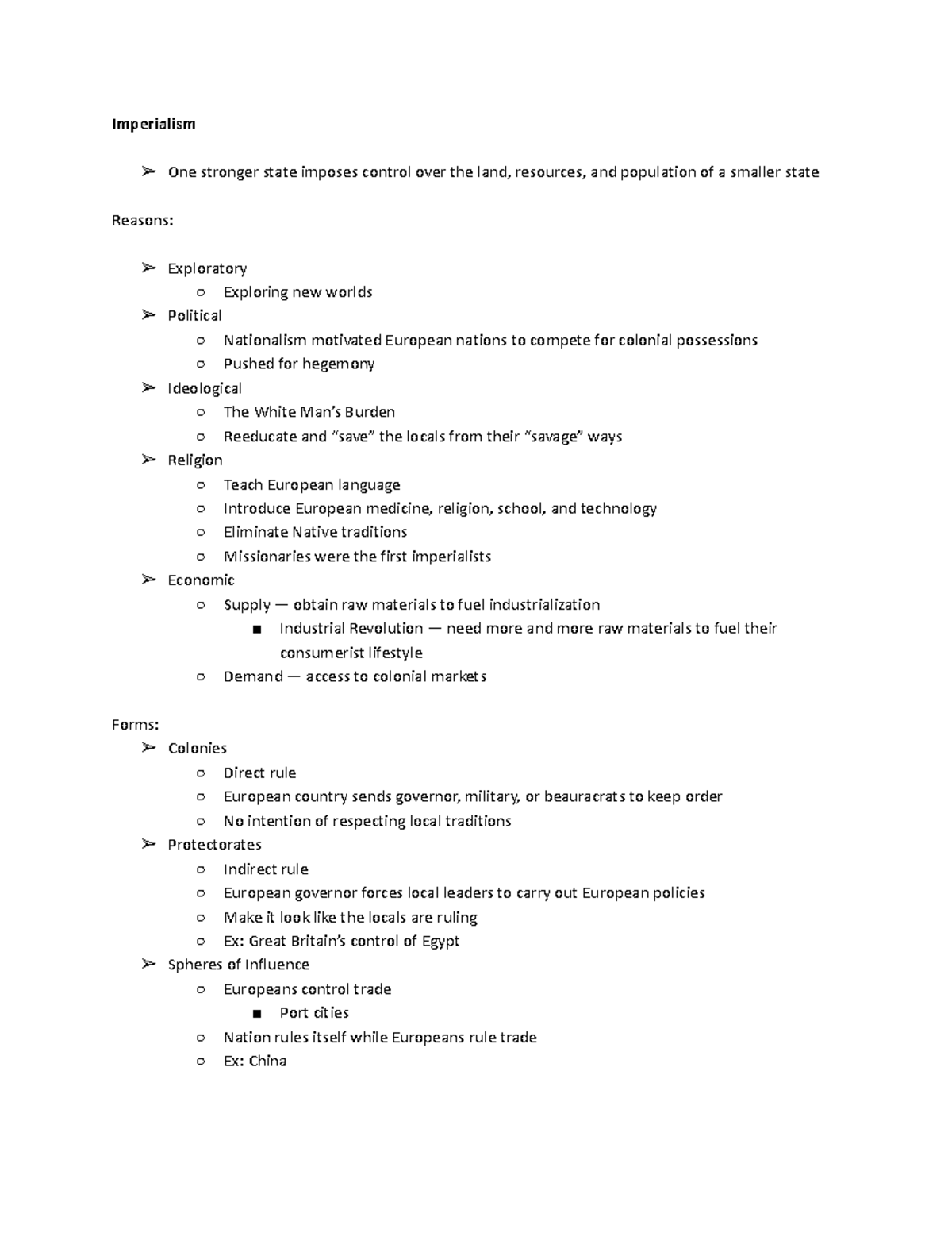 Imperialism Study Guide - Imperialism One stronger state imposes ...
