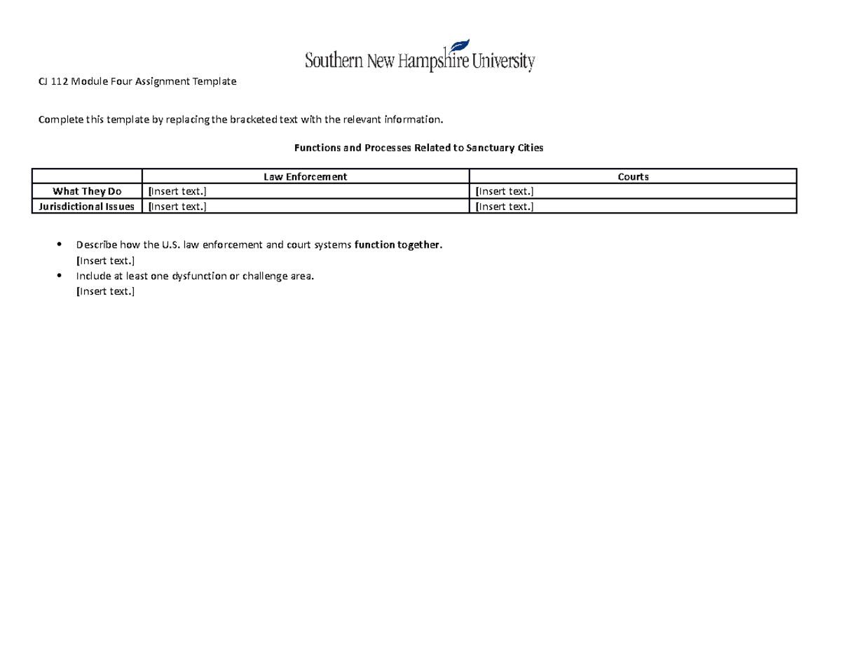 4 2 Assignment Module 4 Assisgnment Cj 112 Module Four Assignment Template Complete This 