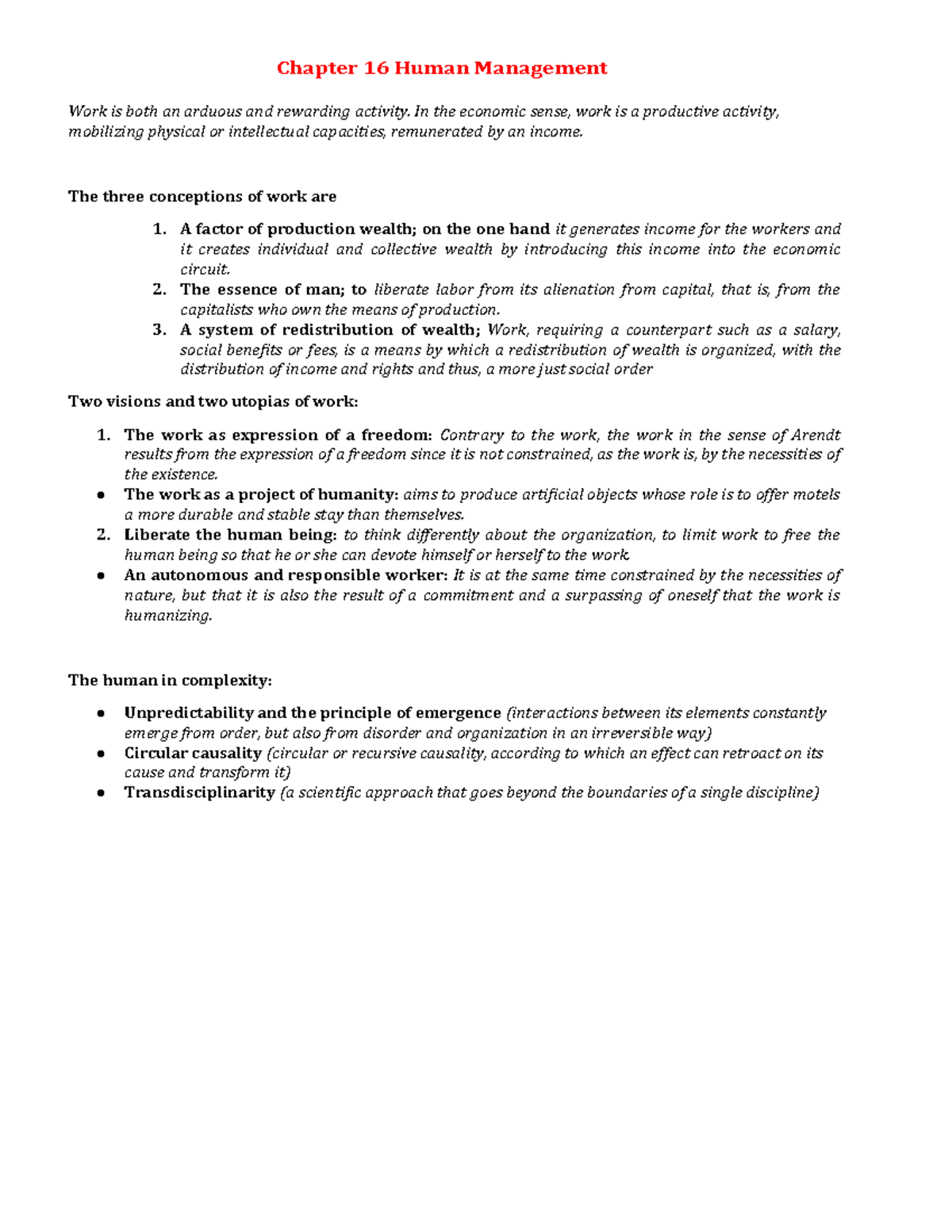Chapter 16 Human Management - Chapter 16 Human Management Work is both ...